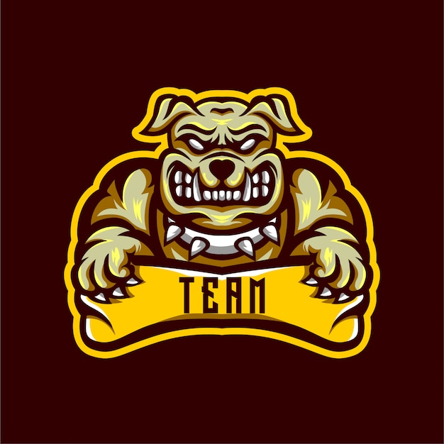 Ferocious Bulldog Mascot with Team Banner | Jiffy Designs