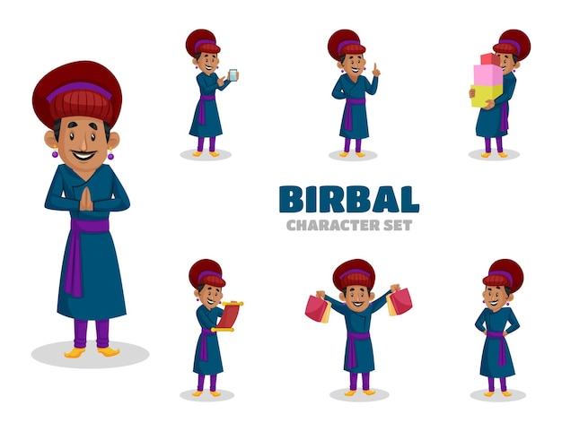 Colorful Cartoon Characters of Birbal, the Wise Adviser | Jiffy Designs