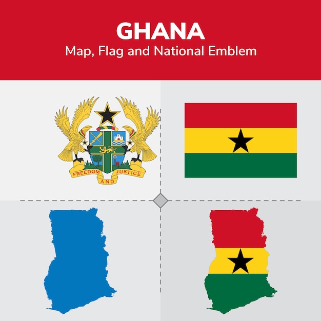 Vibrant Ghanaian Symbols: Map, Flag, and Coat of Arms | Jiffy Designs