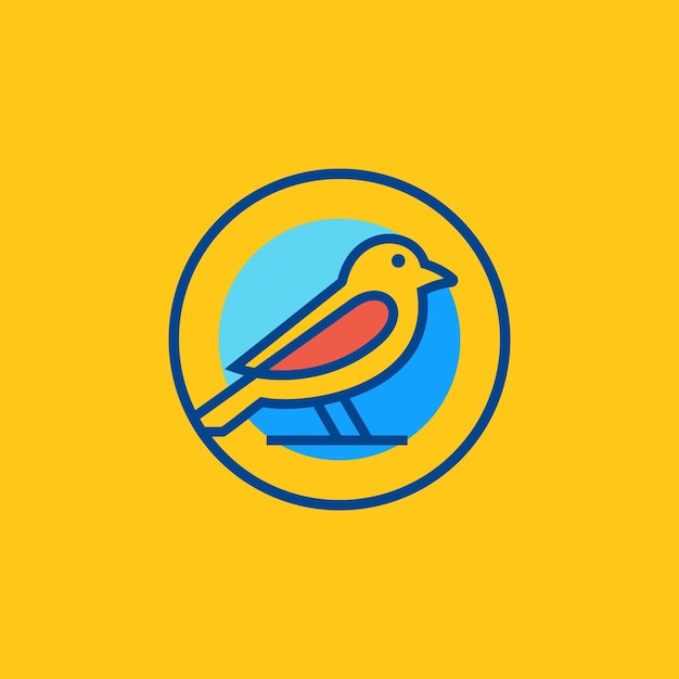 Vibrant Songbird Icon: Stylized Avian Emblem in Circle | Jiffy Designs