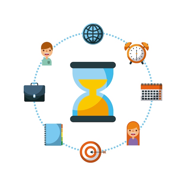 Circular Illustration Depicting Time Management and Productivity ...