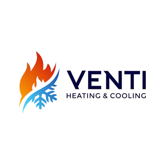 Vibrant Heating and Cooling Logo with Flame and Snowflake | Jiffy Designs