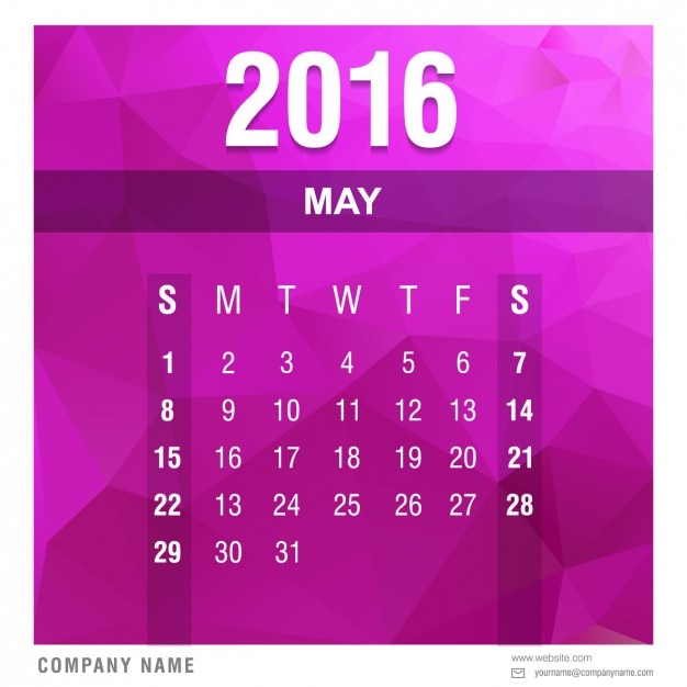 2016 May Calendar Design with Company Name and Vibrant Colors | Jiffy ...