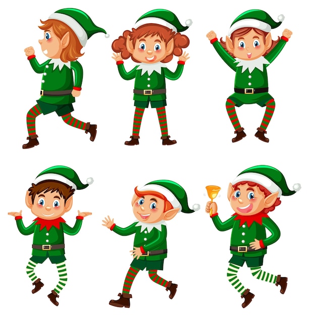 Festive Collection of Cheerful Christmas Elves in Various Poses | Jiffy ...