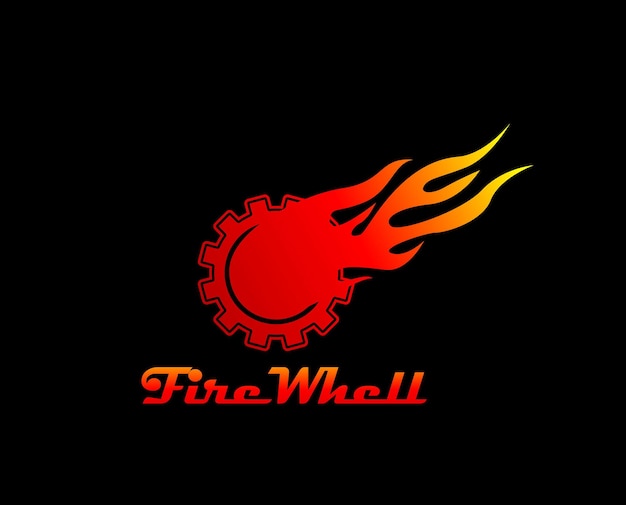 Fiery Gear Emblem with Flaming Design | Jiffy Designs