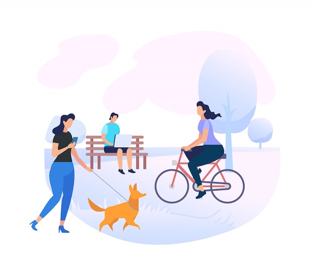 Vibrant Park Scene with People Enjoying Outdoor Activities | Jiffy Designs