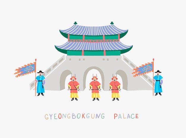 Vibrant Pagoda and Ceremonial Guards of Gyeongbokgung Palace | Jiffy ...