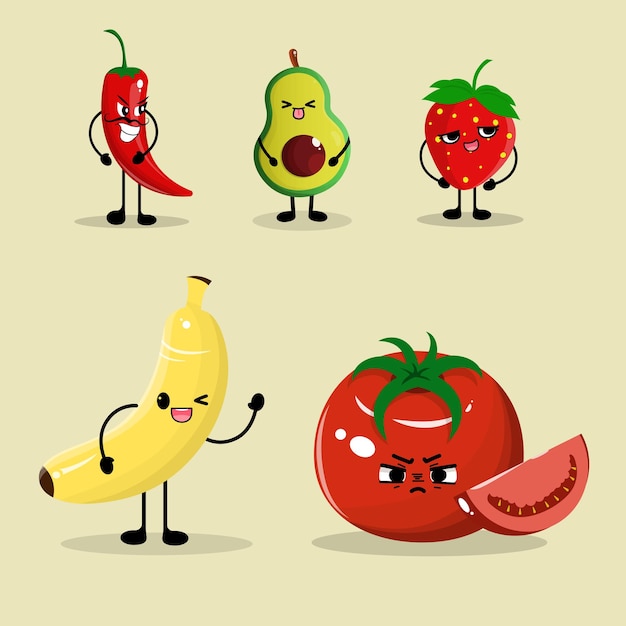 Vibrant Fruit and Vegetable Character Collection | Jiffy Designs
