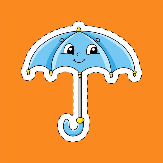 Cheerful Animated Umbrella with Smiling Face on Orange Background ...