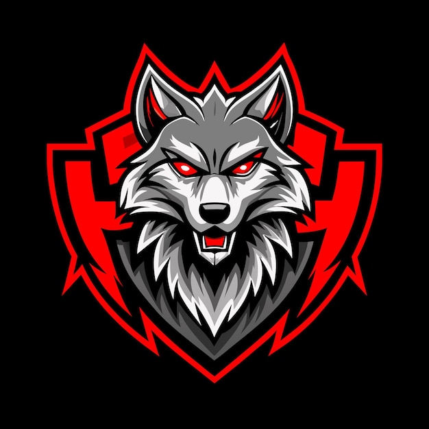 Fierce Crimson Wolf Mascot Emblem on Black Background | Jiffy Designs