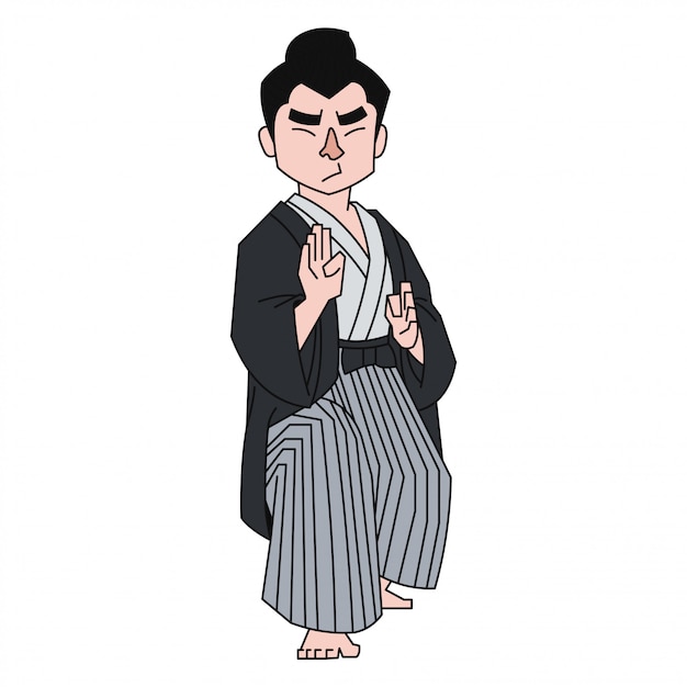 Stern-Faced Samurai in Traditional Garb and Pose | Jiffy Designs