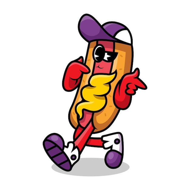 Funky Hot Dog Character in Vibrant Cartoon Style | Jiffy Designs