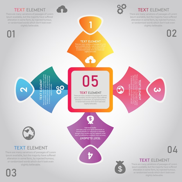 Colorful Geometric Infographic with Five Interconnected Elements ...