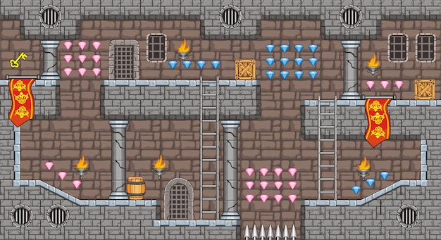 Vibrant Medieval-Themed Game Level with Ladders and Platforms | Jiffy ...