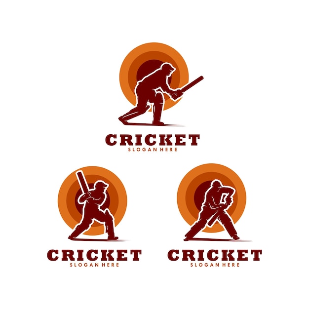Versatile Cricket Emblem Collection with Dynamic Player Silhouettes ...