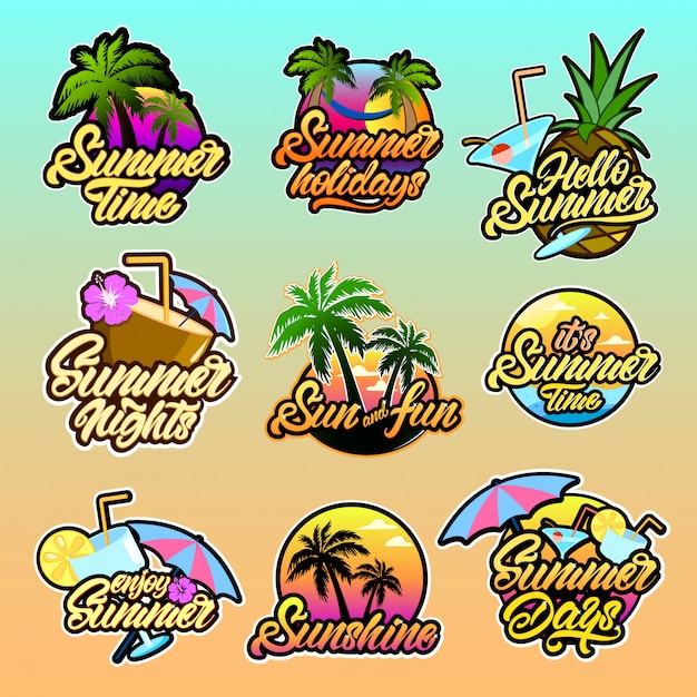 Vibrant Summer-Themed Graphic Emblem Collection | Jiffy Designs