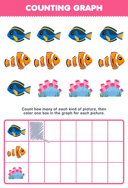 Vibrant Undersea Creatures: A Counting Graph Adventure | Jiffy Designs