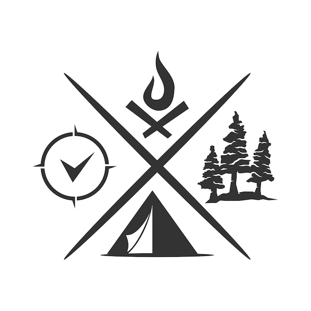 Iconic Outdoor Adventure Symbols in Sleek Silhouette | Jiffy Designs