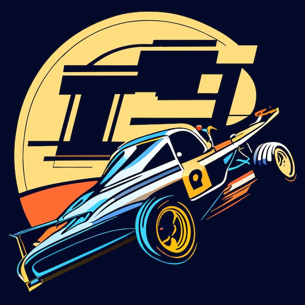 Sleek and Futuristic Retro Racing Car Emblem | Jiffy Designs
