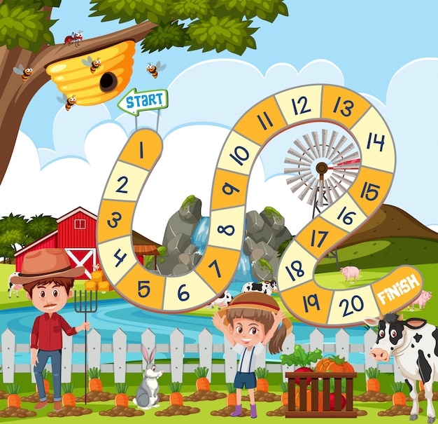 Vibrant Farm-Themed Game Board with Children and Animals | Jiffy Designs