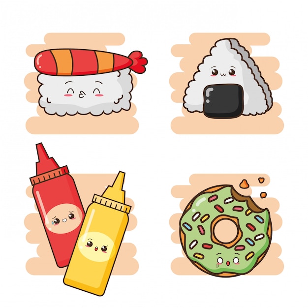 Delightful Collection of Kawaii Food Icons for Vibrant Designs | Jiffy ...
