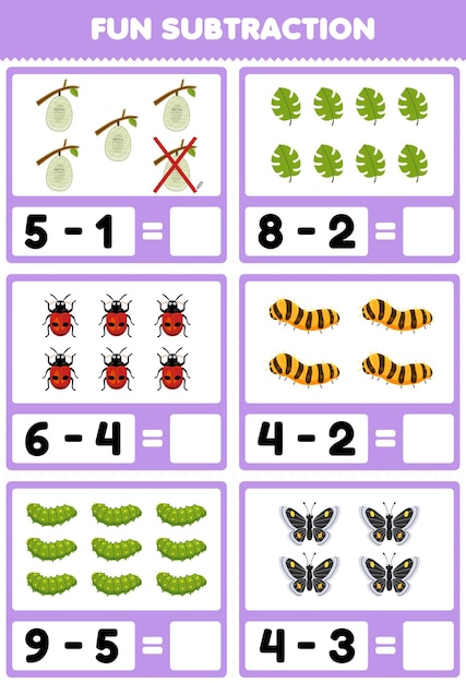 Engaging Subtraction Practice with Diverse Nature Elements | Jiffy Designs