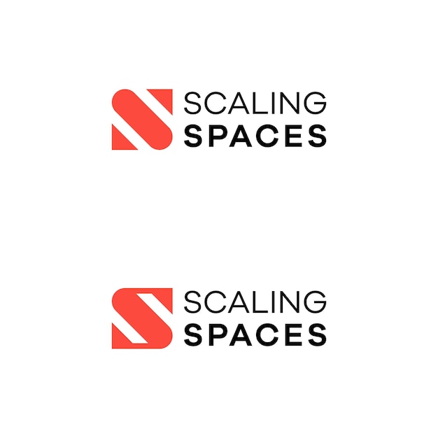 Minimalist Red and White Scaling Spaces Logo Design | Jiffy Designs