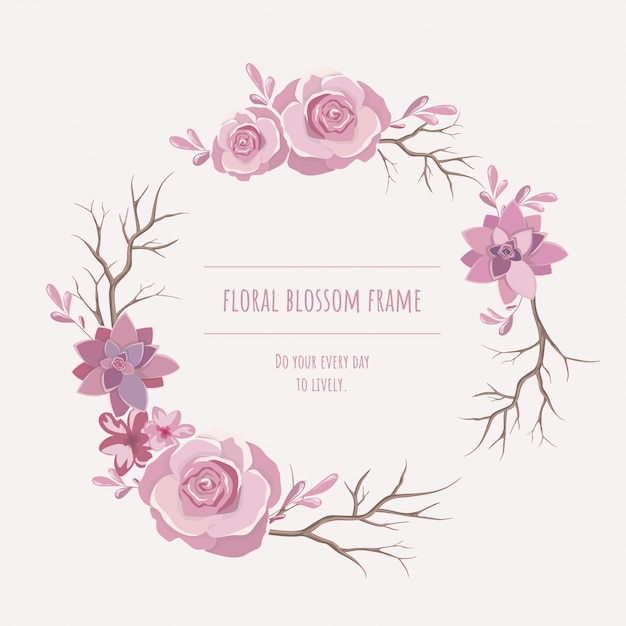 Delicate Floral Blossom Frame with Pink Roses and Lilacs | Jiffy Designs