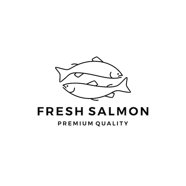 Minimalist Fresh Salmon Line Art with Premium Quality Text | Jiffy Designs