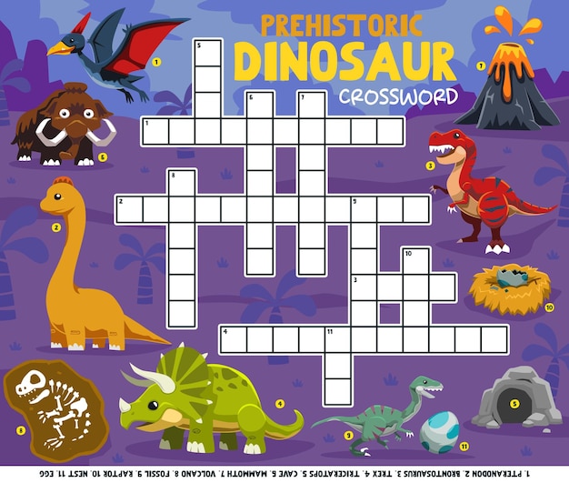 Exciting Prehistoric Dinosaur Crossword Puzzle Adventure | Jiffy Designs