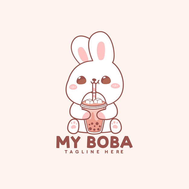 Adorable Bunny Sipping Boba Tea | Jiffy Designs