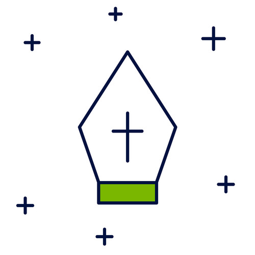 Filled Outline Pope Hat Icon Isolated On White Background. Christian ...