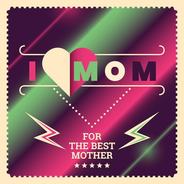 Vibrant 'I Love Mom' Design with Heart and Stars | Jiffy Designs