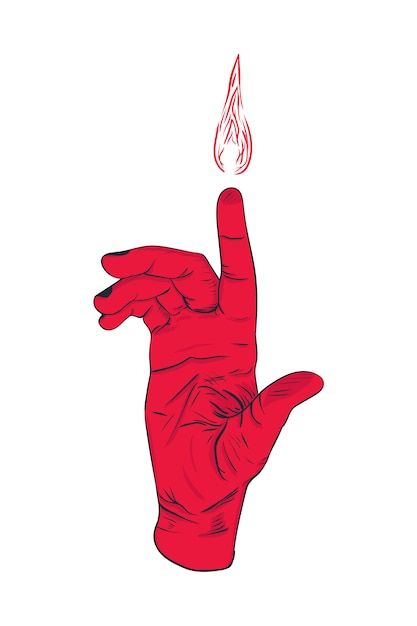 Fiery Gesture: A Vibrant Hand Raising a Flaming Pointer | Jiffy Designs