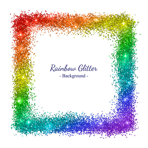 Rainbow Glitter Square Frame On White Background. Vector Illustration ...