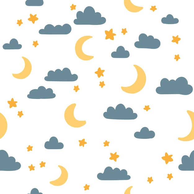 Whimsical Night Sky with Crescent Moons and Twinkling Stars | Jiffy Designs