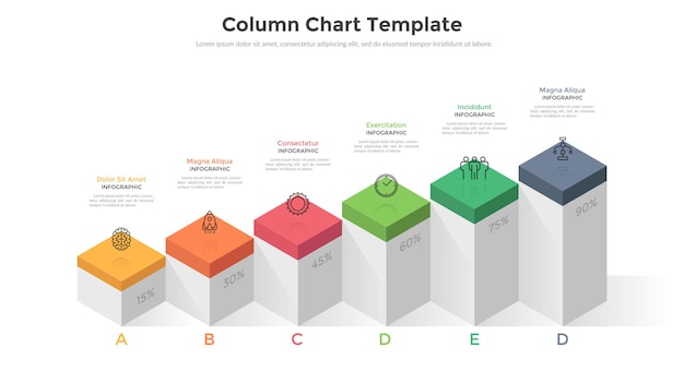 Vibrant Column Chart with Geometric Shapes and Percentages | Jiffy Designs