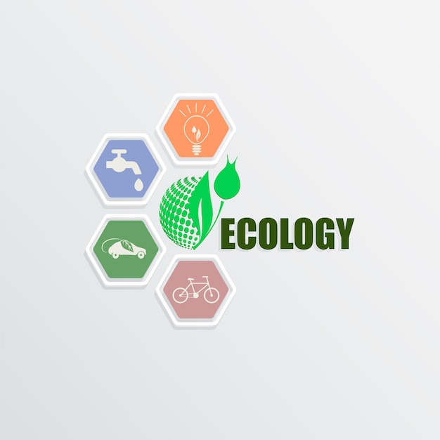 Vibrant Hexagonal Ecology Symbols Highlight Environmental Focus | Jiffy ...