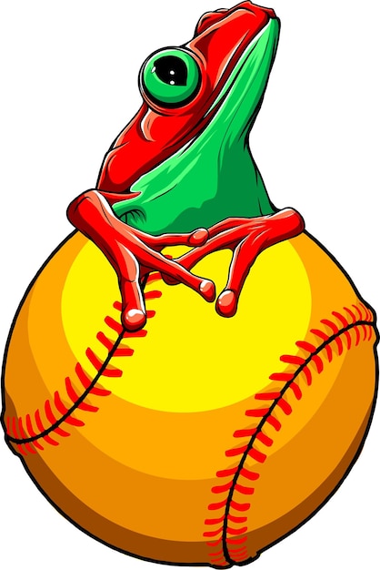 Vibrant Frog Perched on Bright Softball | Jiffy Designs