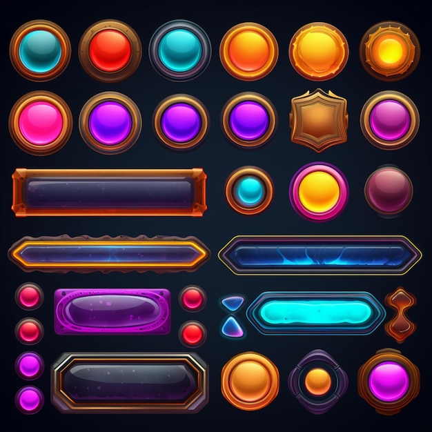 Vibrant Collection of Diverse Buttons, Bars, and Shapes | Jiffy Designs
