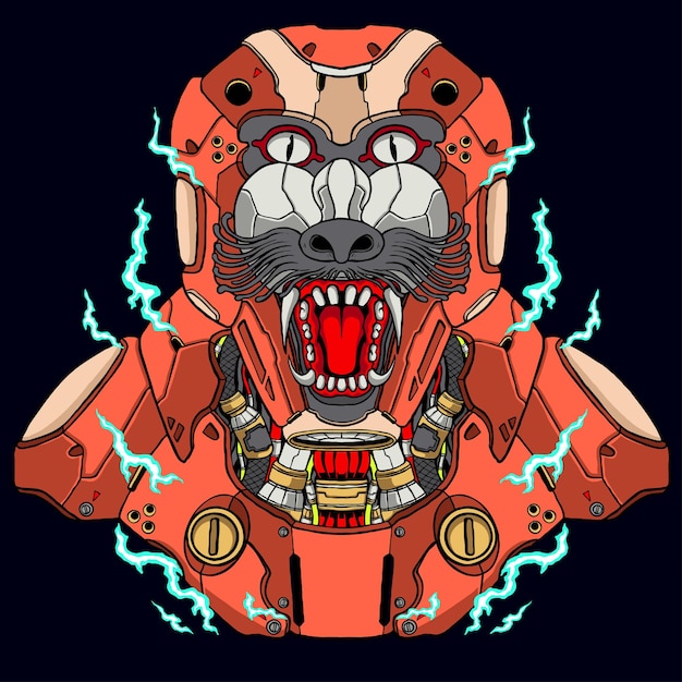 Fierce Robotic Creature with Glowing Electrical Tendrils | Jiffy Designs