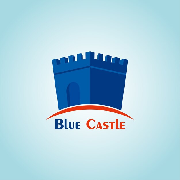 Iconic Blue Castle Logo with Bold Turrets | Jiffy Designs