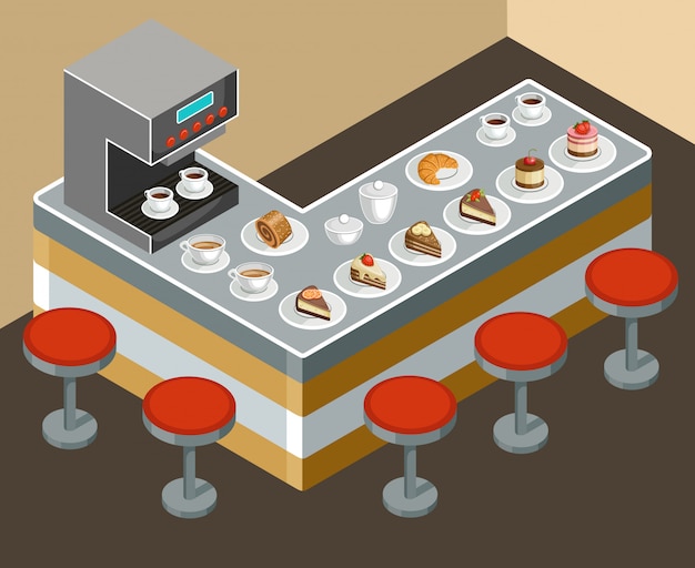 Vibrant Isometric Diner Scene with Delectable Treats | Jiffy Designs