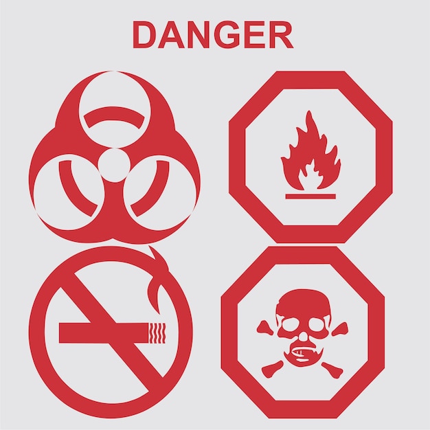 Striking Red Hazard Warning Symbols on Light Background | Jiffy Designs