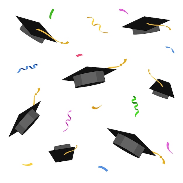 Colorful Graduation Caps and Confetti Celebration | Jiffy Designs