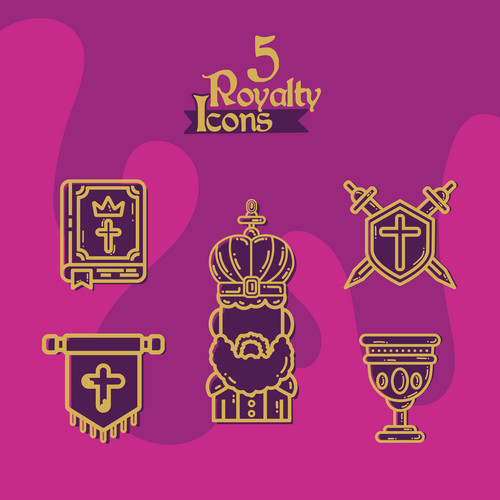 Set Of Royalty Icons Medieval Era Vector Illustration | Jiffy Designs