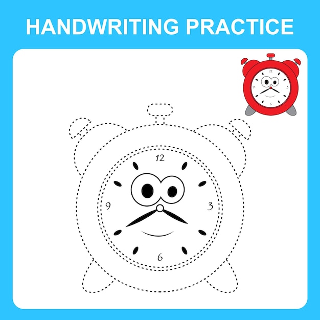 Cute Cartoon Alarm Clock: Handwriting Practice | Jiffy Designs