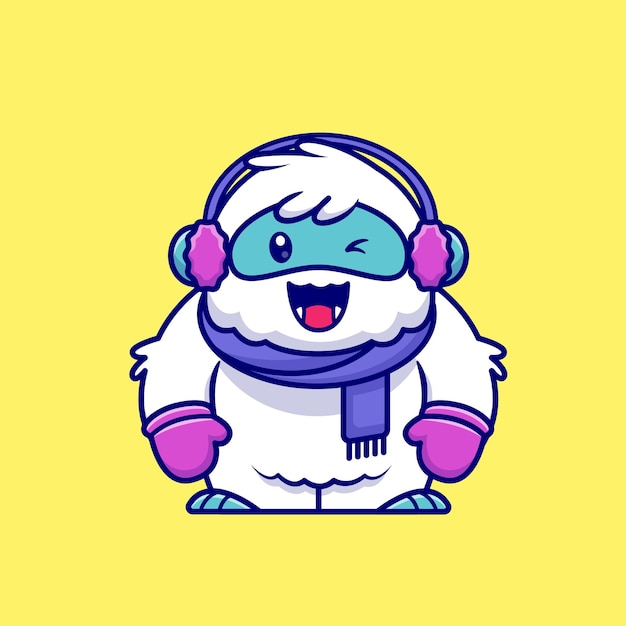 Cheerful Yeti Wearing Headphones Enjoying Music | Jiffy Designs