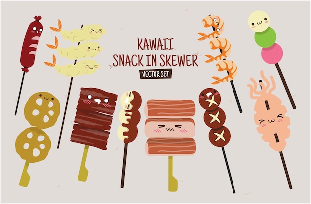 Delightful Kawaii Snacks on Skewers with Cute Cartoon Characters ...