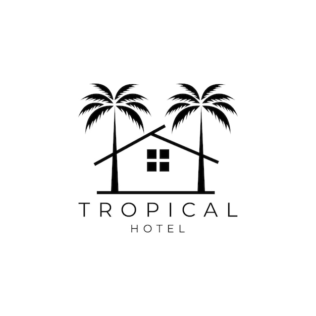 Tropical Oasis: Serene Palm Tree Hotel Logo | Jiffy Designs